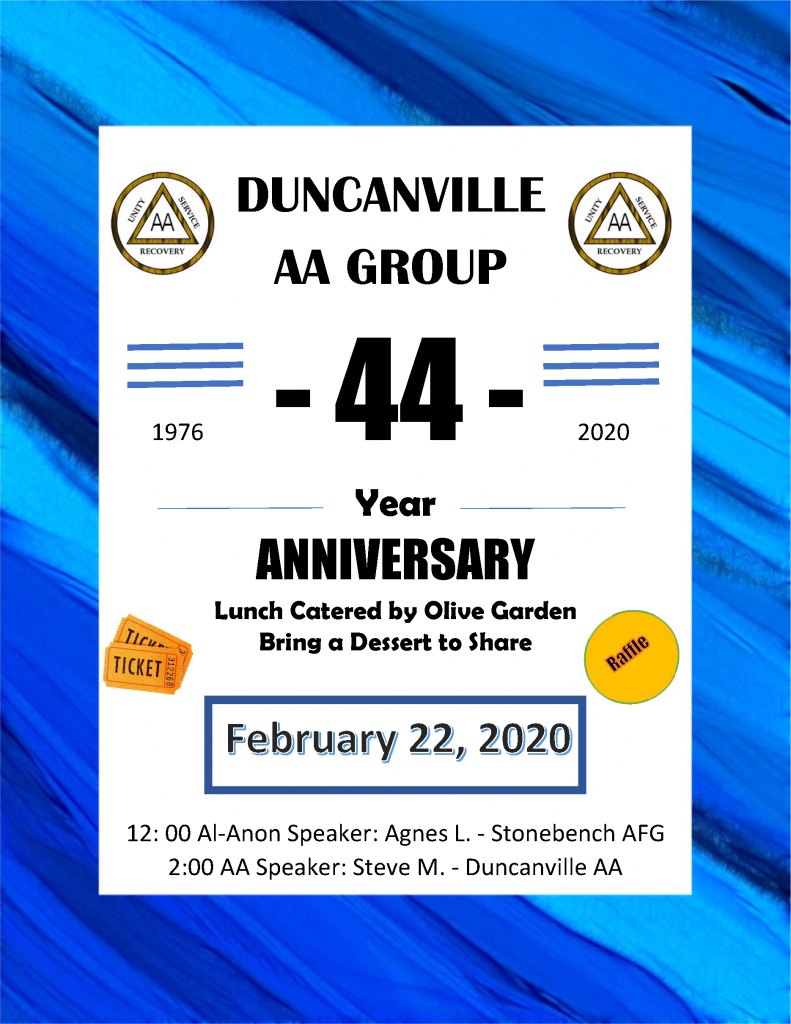 Duncanville Group's 44th Anniversary - Dallas AA Central Office