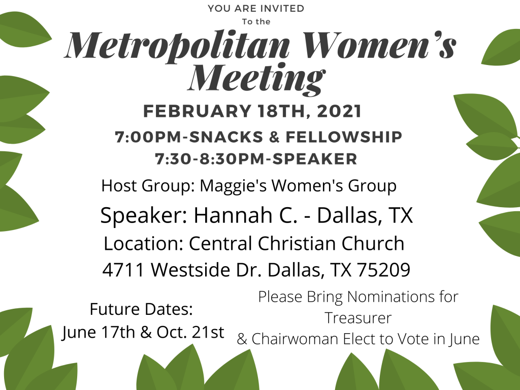 Metropolitan Women’s Meeting - Dallas AA Central Office