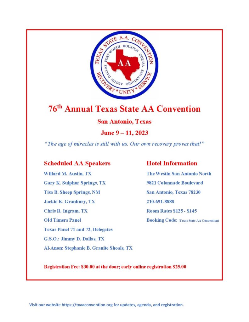 76th Texas State AA Convention - Dallas AA Central Office