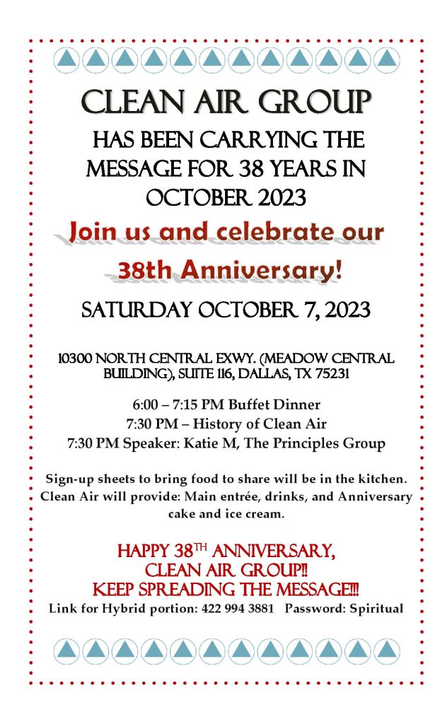 Clean Air Group 38th Anniversary! - Dallas AA Central Office