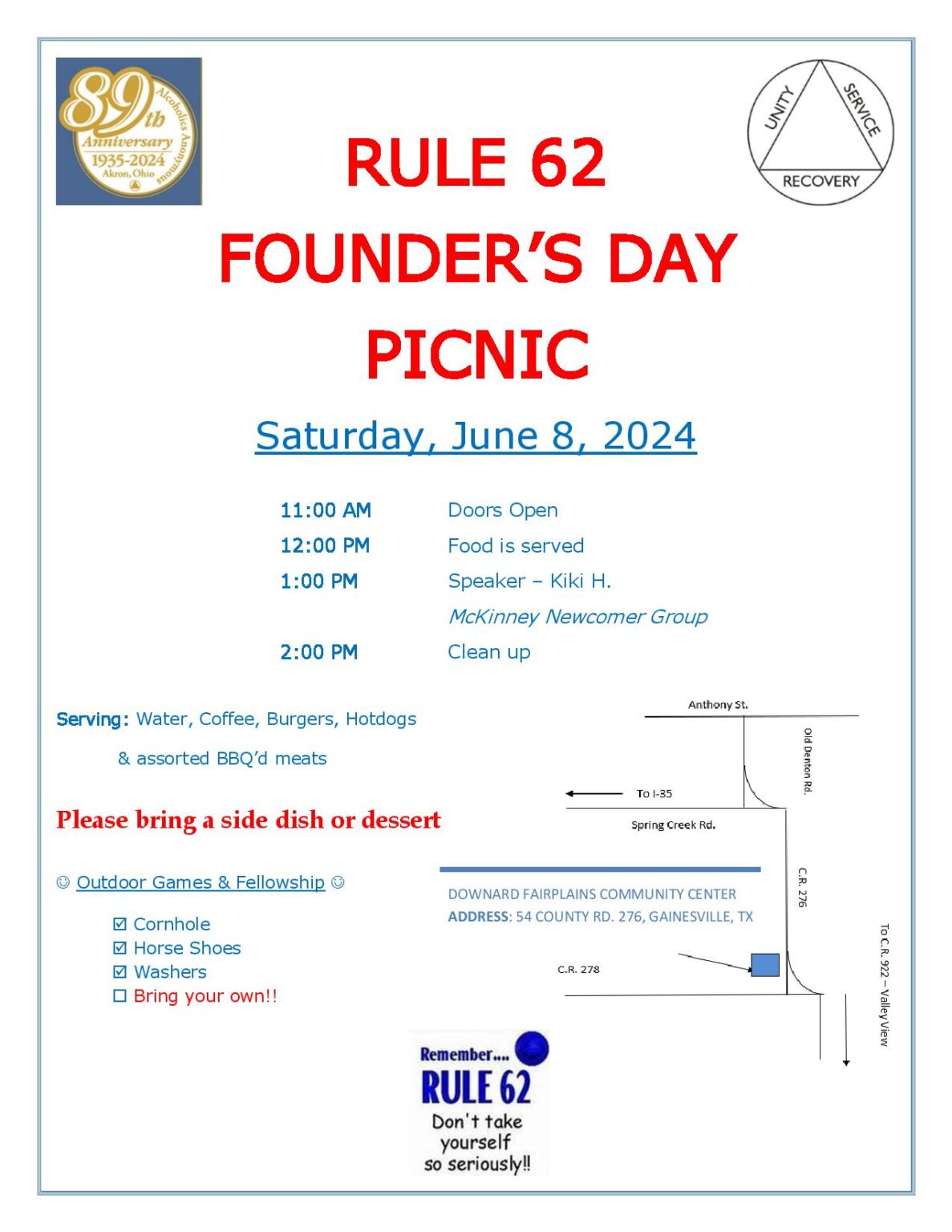 Founders' Day at Rule 62 Group - Dallas AA Central Office