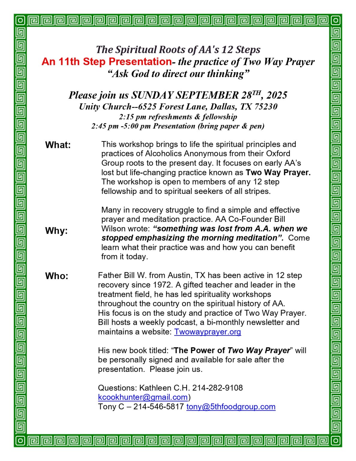 Two Way Prayer: An 11th Step Presentation - Dallas AA Central Office