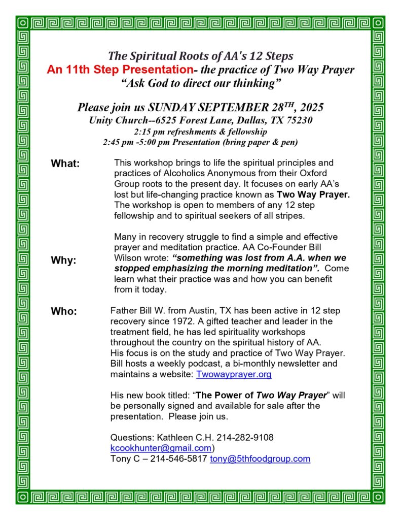 Two Way Prayer: An 11th Step Presentation - Dallas AA Central Office
